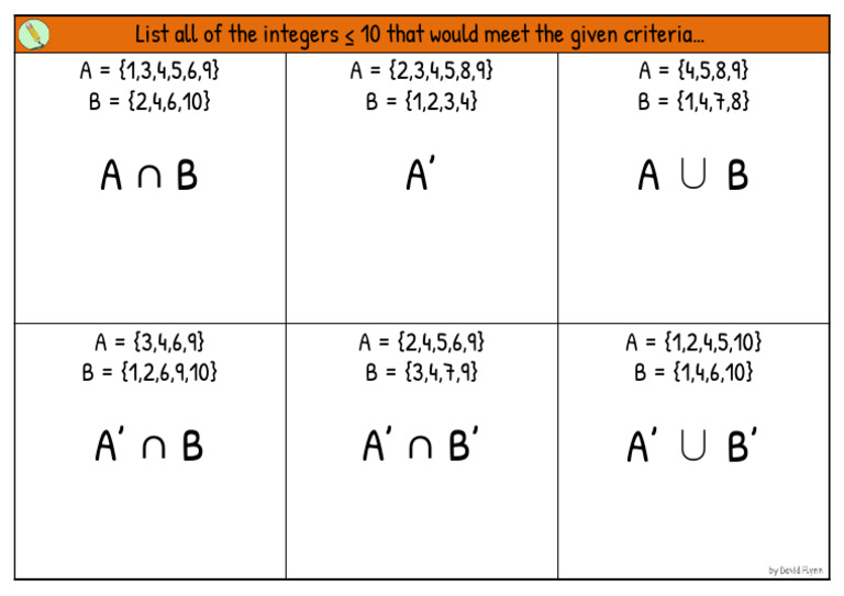 Venn diagrams and sets worksheet | PDF