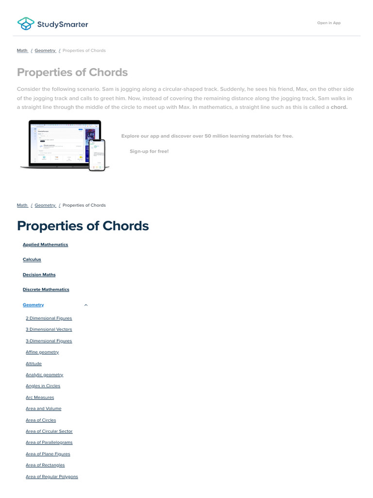 Properties of Chords - Intersection & Congruent | PDF | Perpendicular | Circle