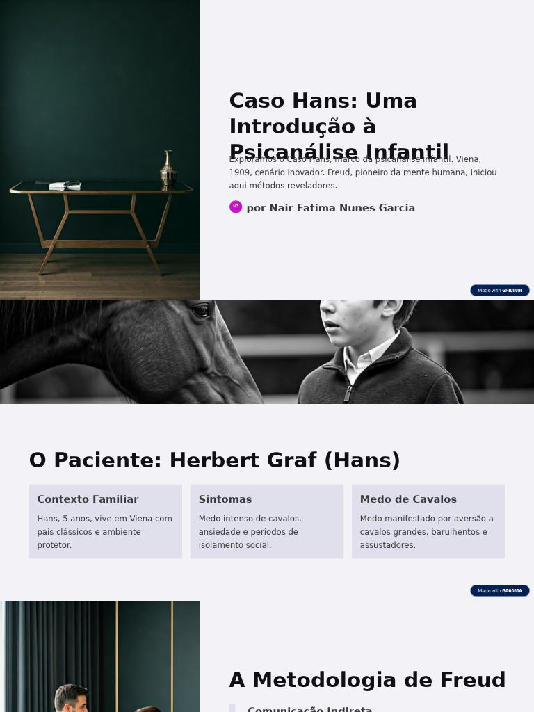 Caso Hans Uma Introducao A Psicanalise Infantil | PDF | Psicanálise | Sigmund Freud