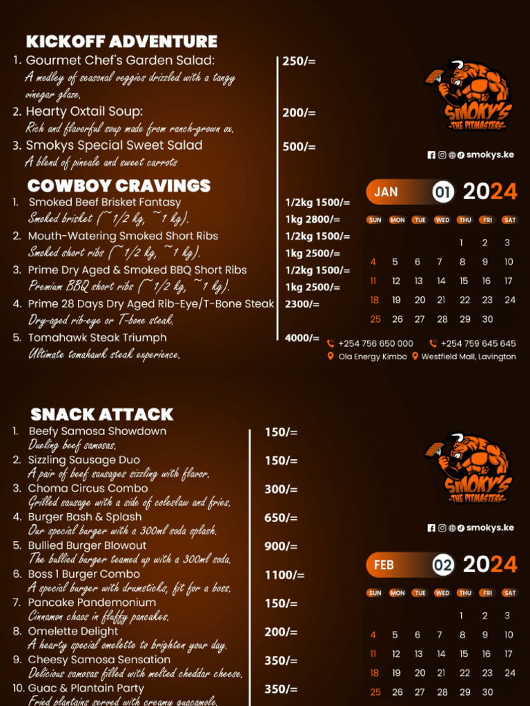 Smokys Food Menu | PDF