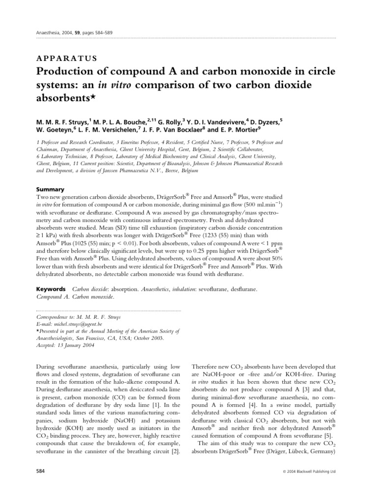 Anaesthesia - 2004 - Struys - Production of Compound A and Carbon ...