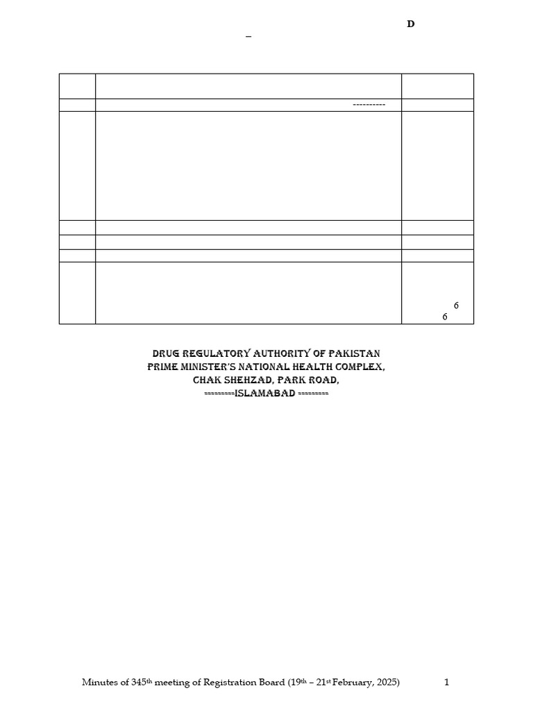 Registration Board Meeting Minutes 2025 | PDF | Food And Drug ...