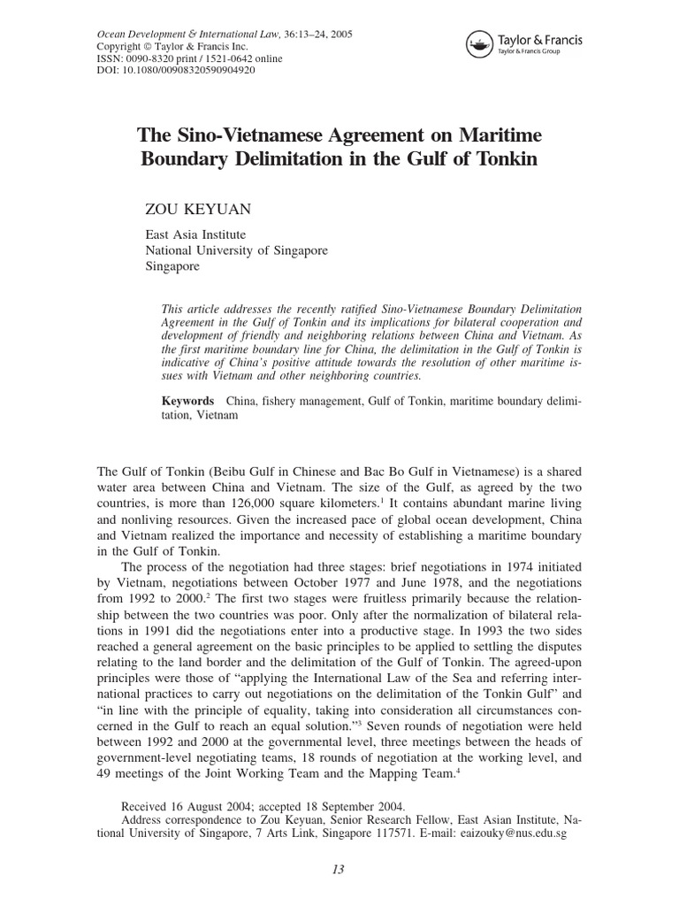Zou Keyuan-Sino-Vietnam Boundary Delimitation | PDF | Territorial ...