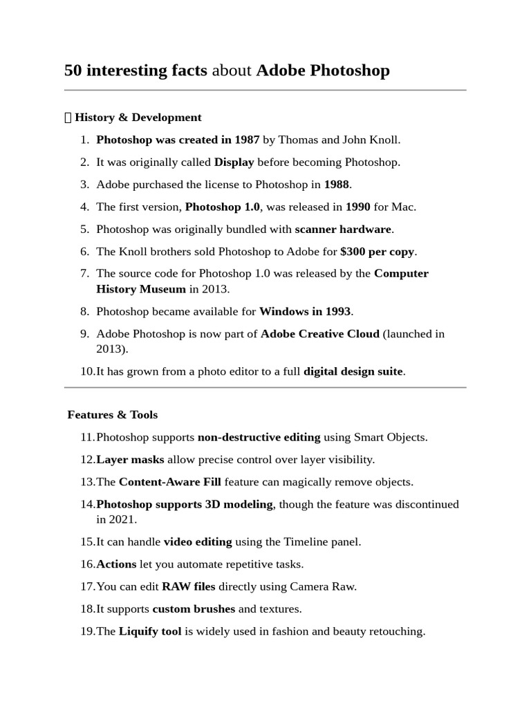 50 Facts About Adobe Photoshop | PDF | Adobe Photoshop | Communication ...
