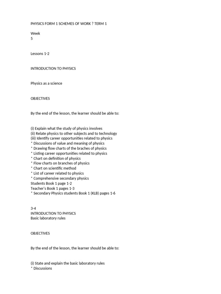 Lesson Plans Physics Form I IV | PDF | Thermal Expansion | Force