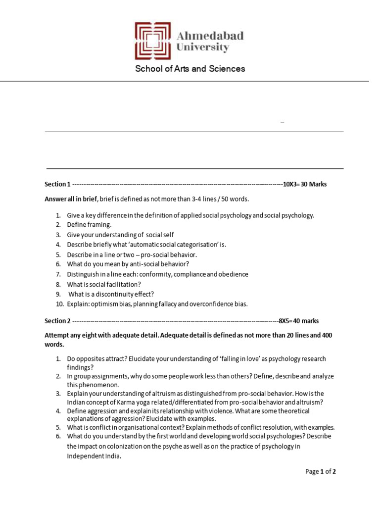 PSY220 Social PsychologyESE - 75 | PDF | Social Psychology | Psychology