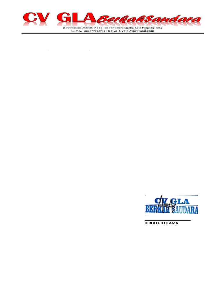 PERMOHONAN SPK CV. GLA LAUT BELO | PDF