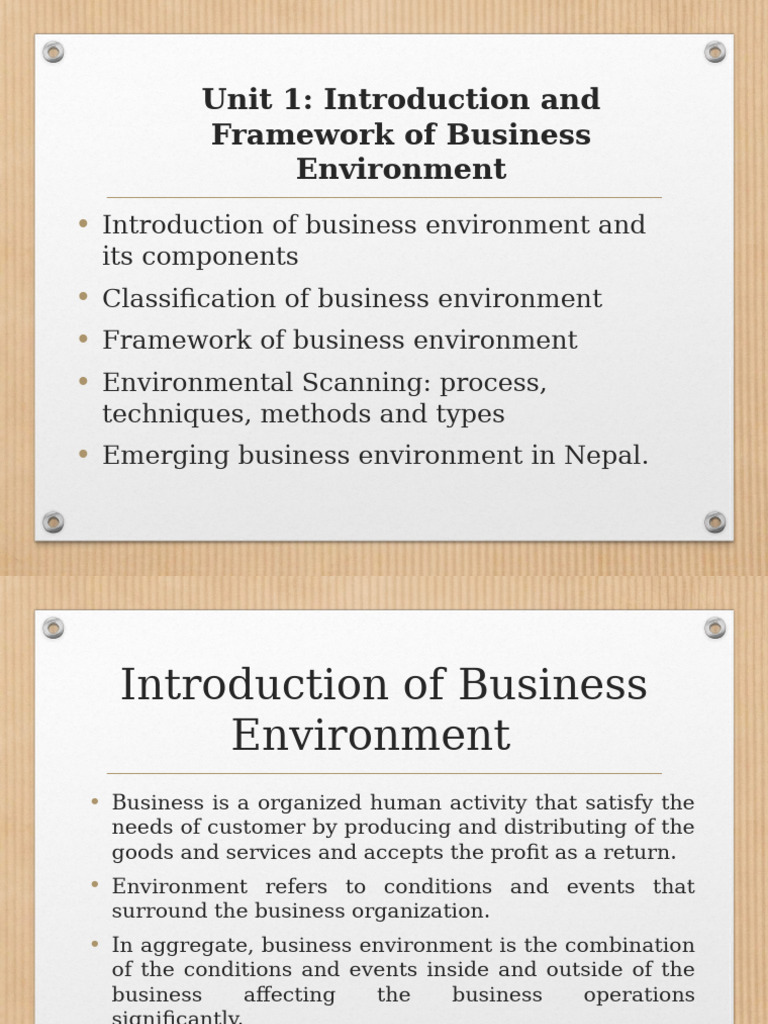 Unit One Introduction and Framework of Business Environment | PDF ...