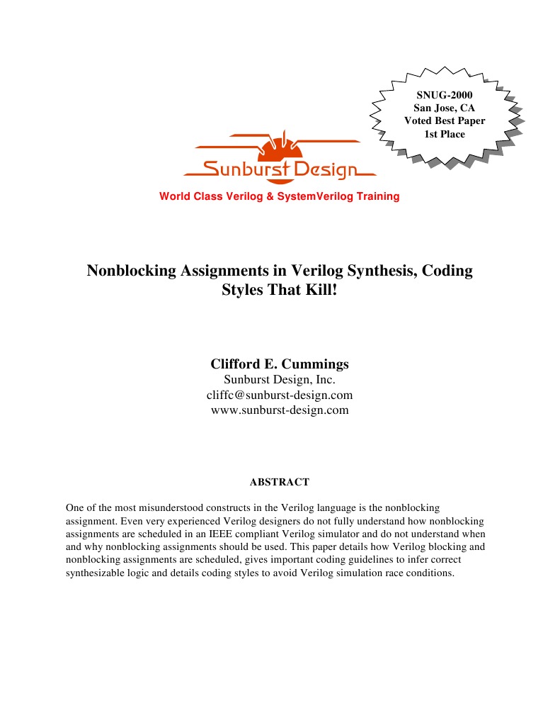 Nonblocking Assignments In Verilog Synthesis Coding Styles That Kill 1569