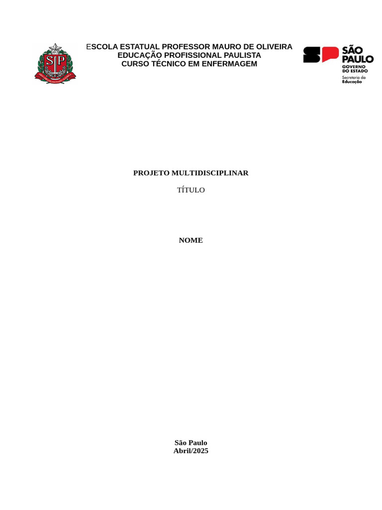 Modelo - Projeto Multidisciplinar | PDF