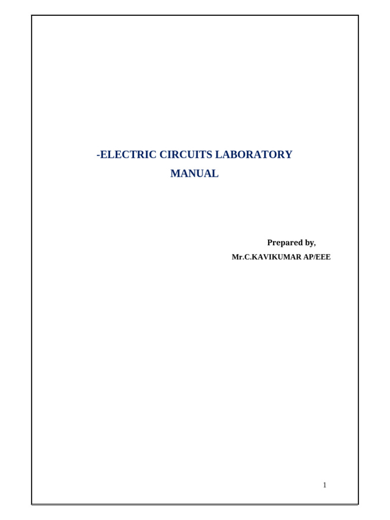 Electric Circuit Lab Manual | PDF | Vacuum Tube | Electrical Network