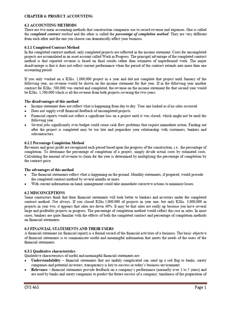 CVS 465.chapter 6. Project Accounting | PDF | Debits And Credits | Net Present Value