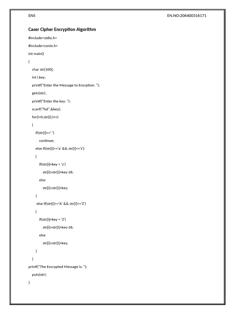 Caser Cipher Encyption Algorithm | PDF
