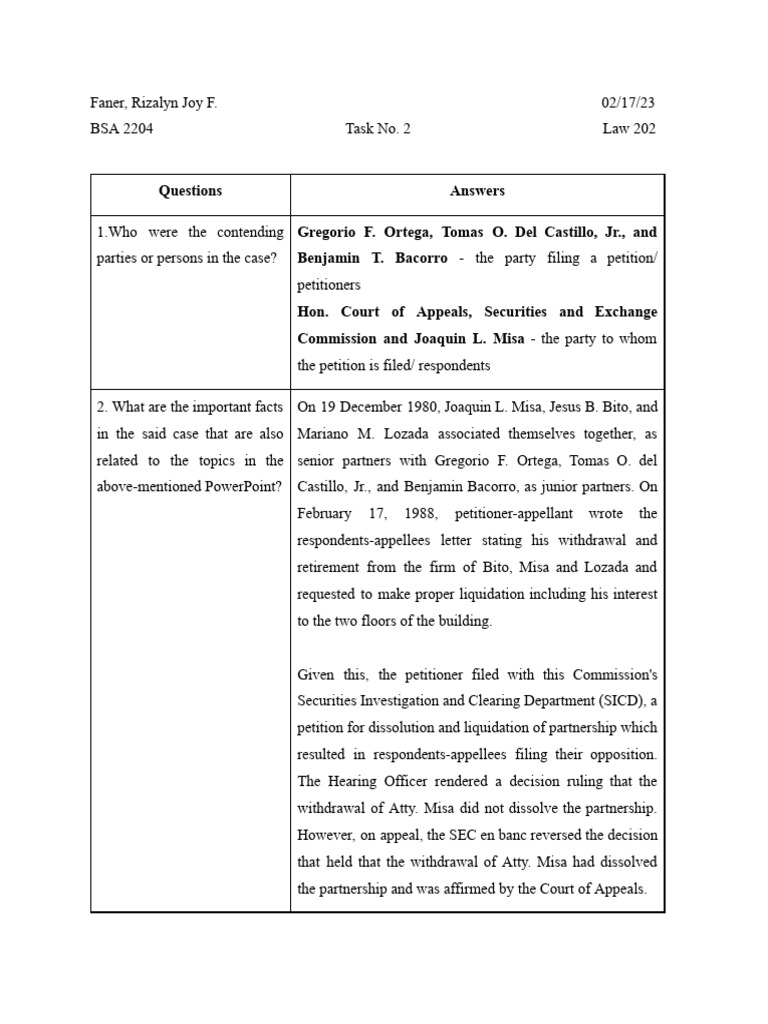 Task No.2 Law202 Faner, Rizalyn | PDF | Partnership | Public Law