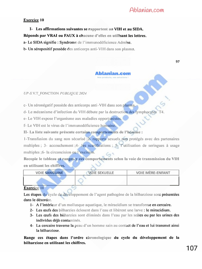 Anciens Sujets SVT 2022 | PDF