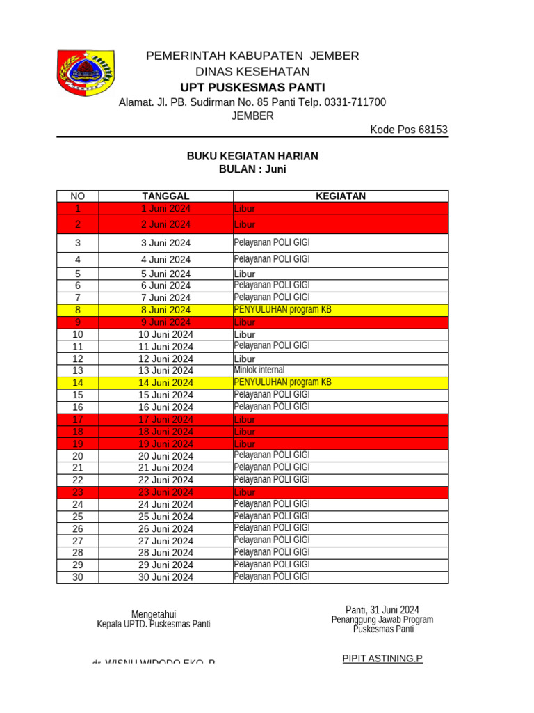 BUKU HARIAN OKTA 2024 | PDF