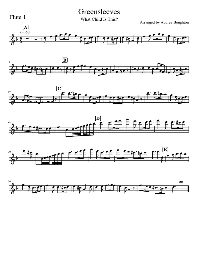 Greensleeves Flute Trio 1-Flute 1 | PDF