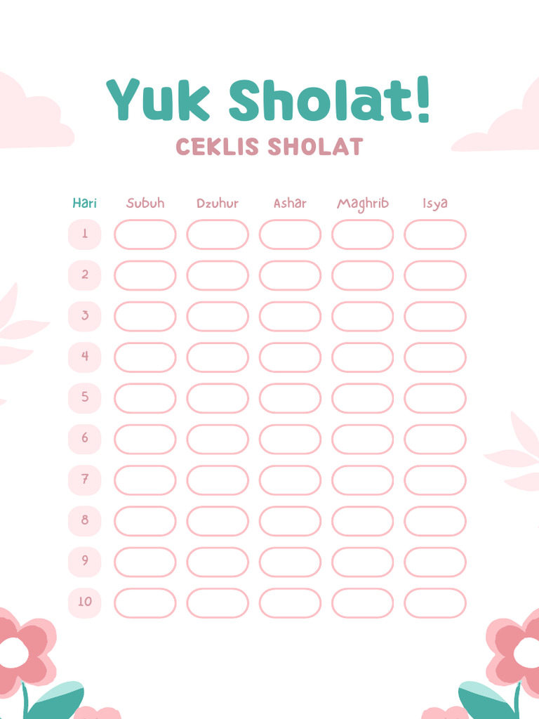 Hijau Putih Kreatif Ceklis Sholat Harian | PDF