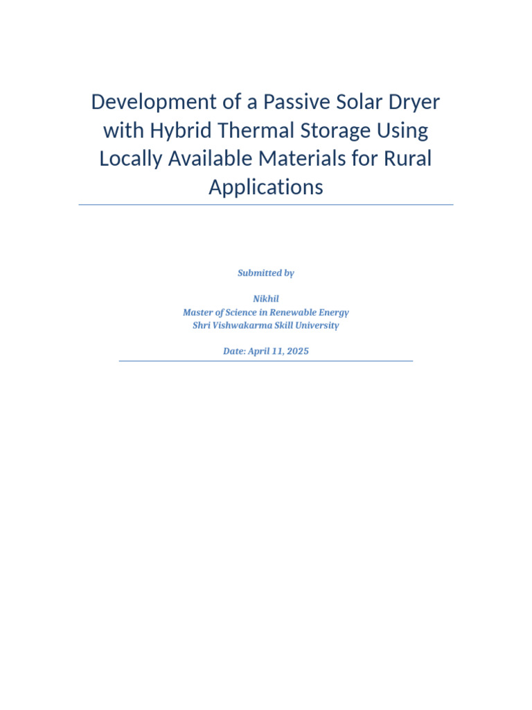 Full Passive Solar Dryer Project Nikhil | PDF | Solar Energy | Clothes ...