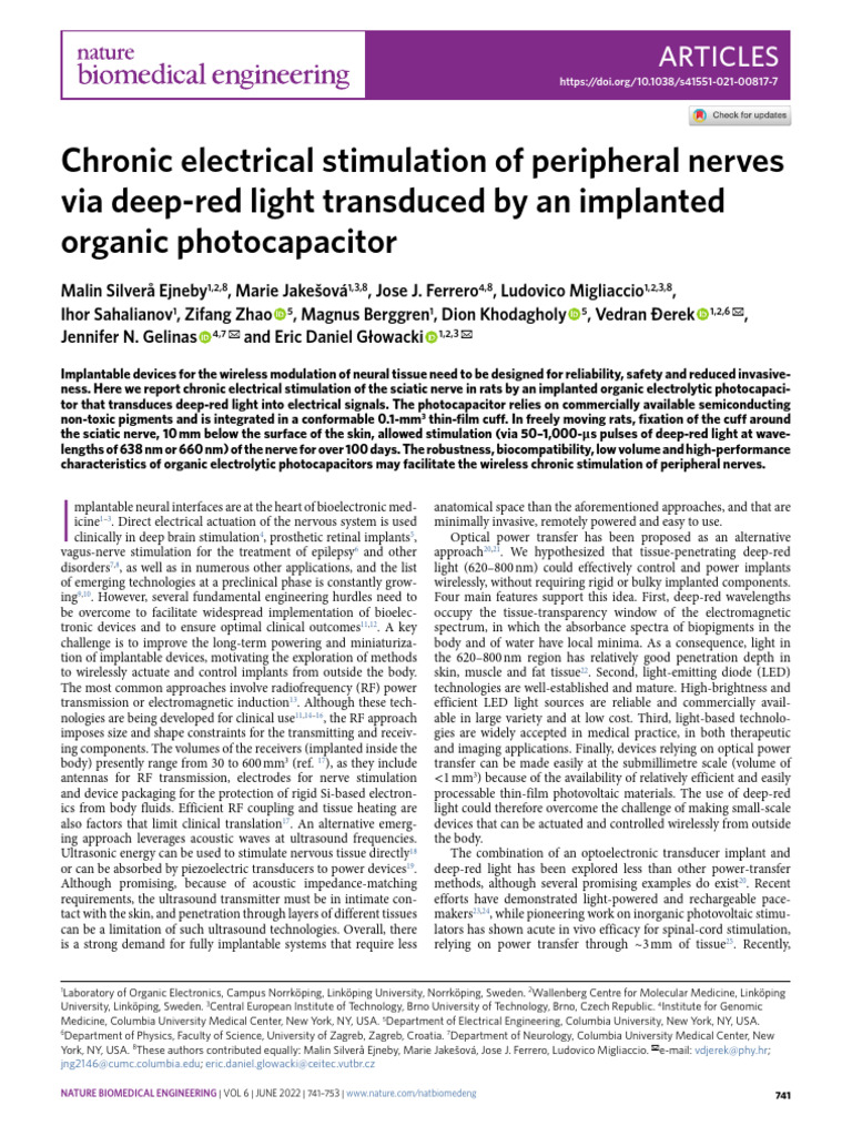 Chronic Electrical Stimulation of Peripheral Nerves via Deep-red Light ...