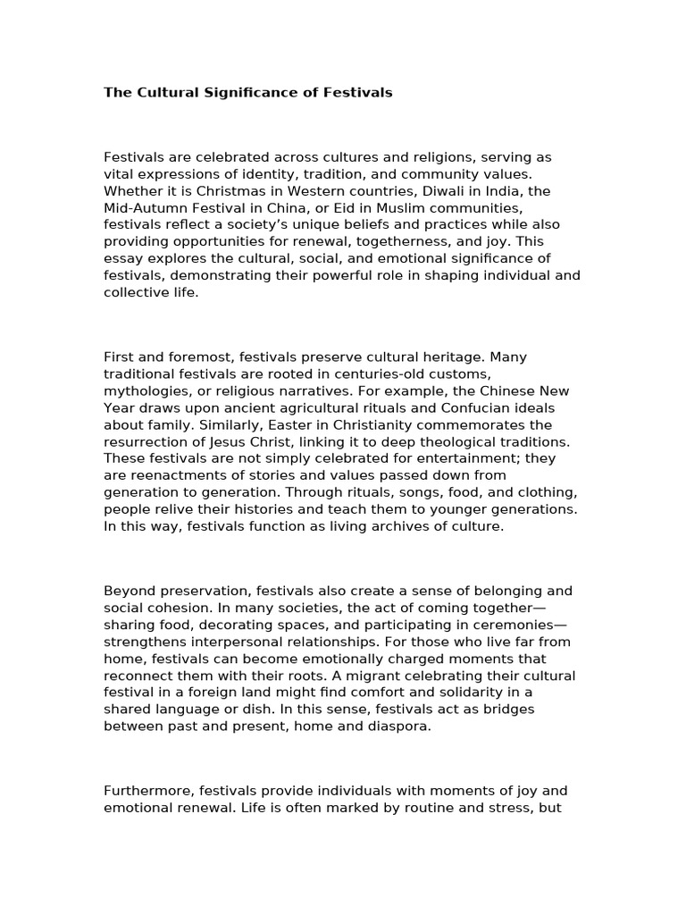 Cultural Significance of Festivals | PDF | Festival