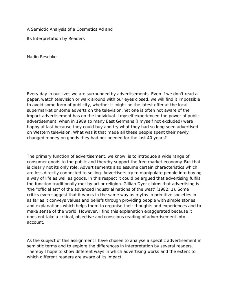 Semiotic Insights into Cosmetics Ads | PDF | Semiotics | Advertising