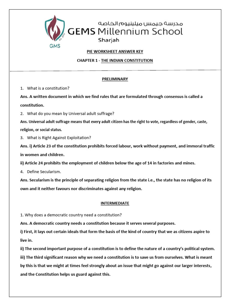 PIE Indian Constitution | PDF | Constitution | Suffrage