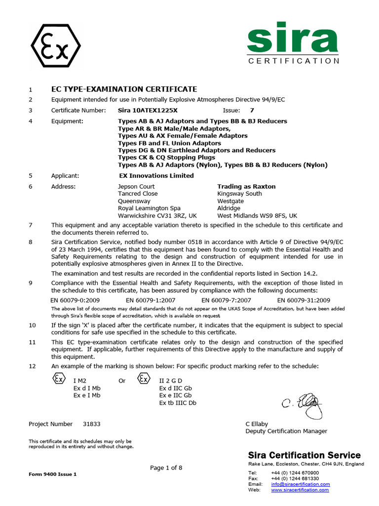 ATEX Certification for Adaptors and Reducers | PDF | Pipe (Fluid ...