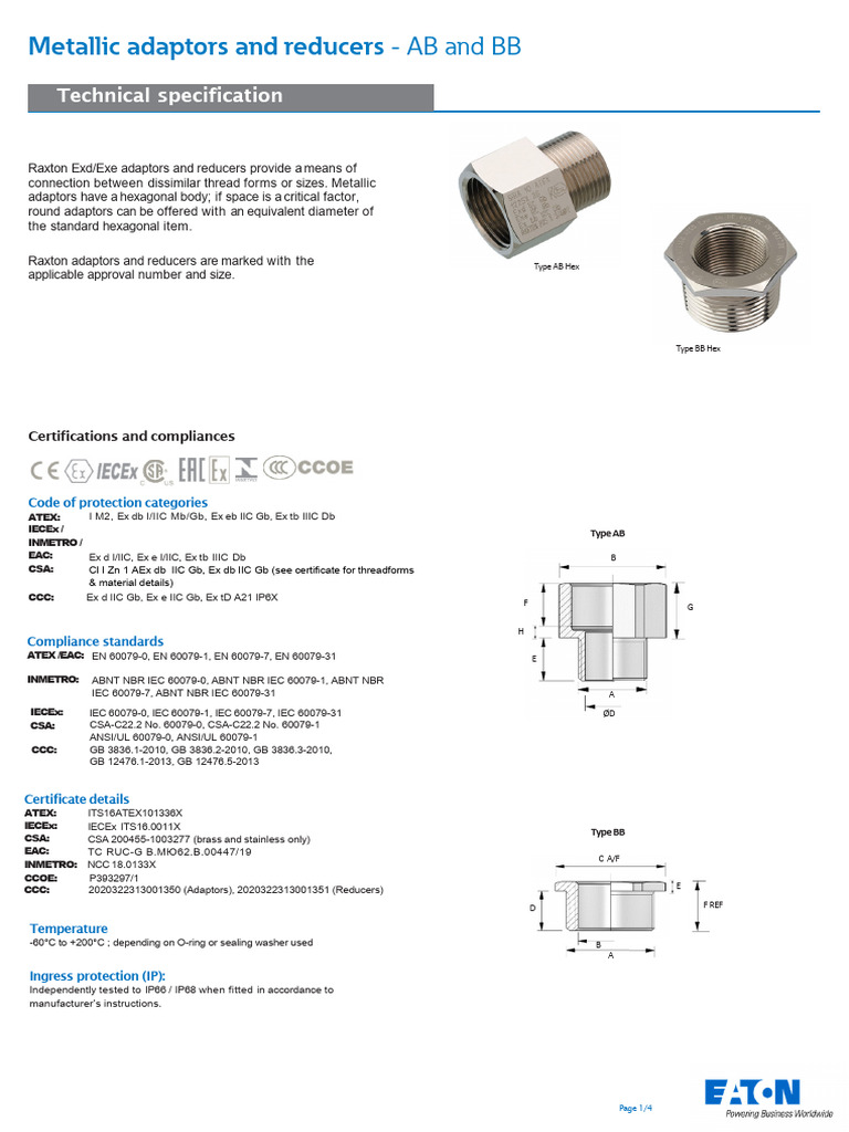 Raxton Metallic Adaptors Reducers Ab BB Datasheet | PDF | Plumbing