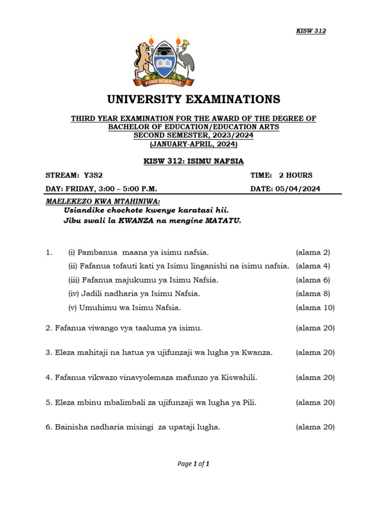 Kisw 312-Isimu Nafsia Kericho | PDF