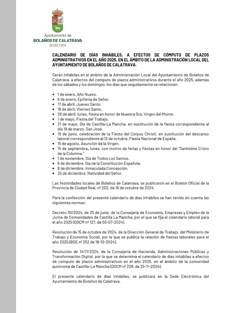 calendario-dias-inhabiles-2025 | PDF