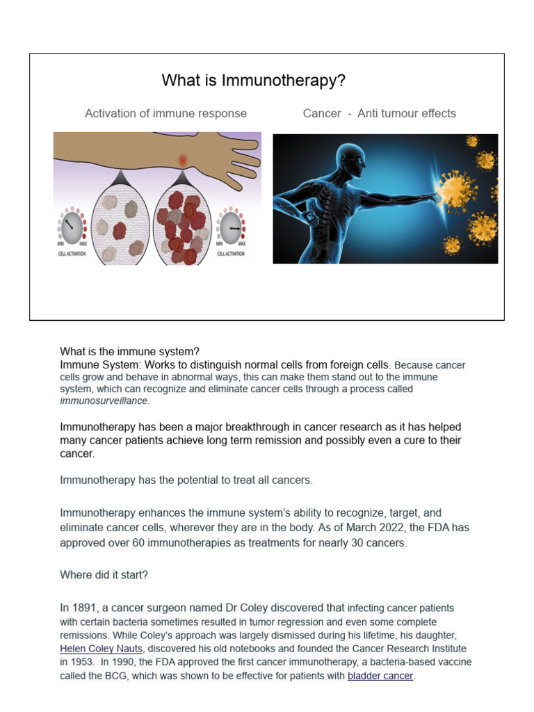Immunotherapy 2 | PDF | T Cell | Immune System