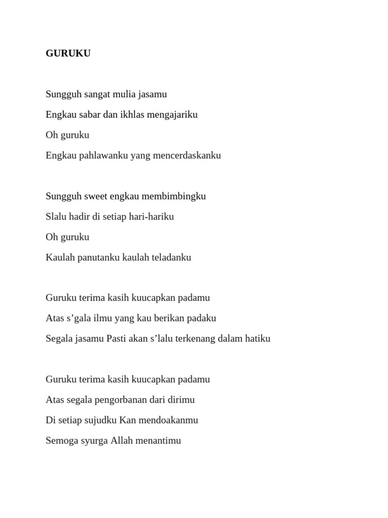 Puisi Terima Kasih untuk Guruku | PDF