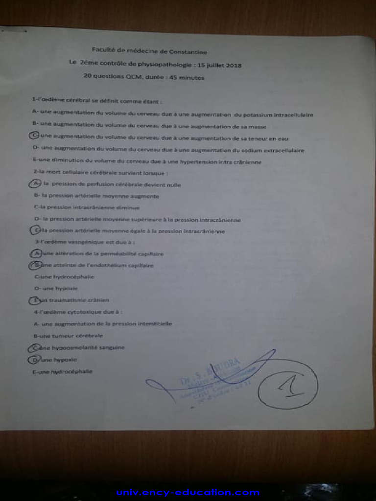 Med 3an Emd2 Physiopath2018 | PDF