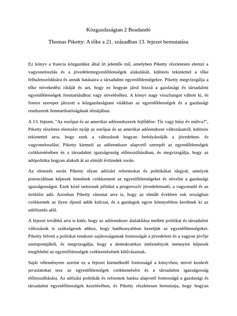 Közgazdaságtan 2 Beadandó | PDF