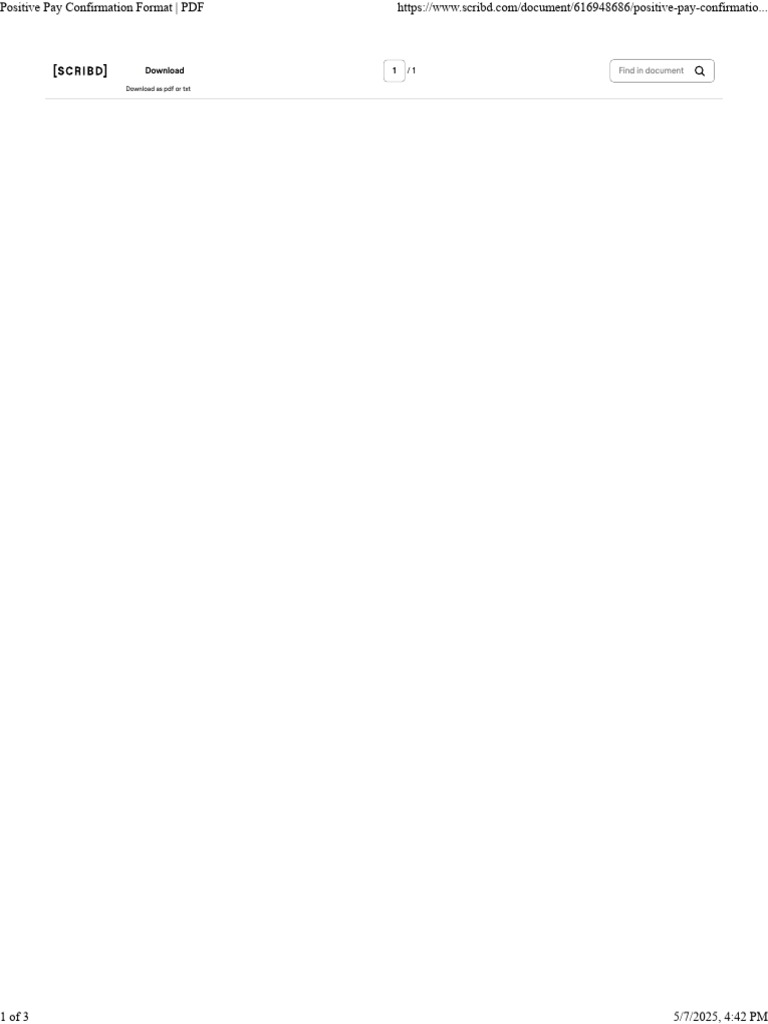 Positive Pay Confirmation Format - PDF | PDF | Scribd