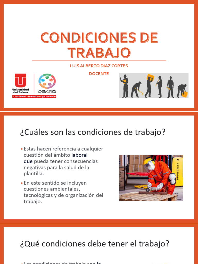 Condiciones de Trabajo | PDF | Derecho laboral | Seguridad y salud ...