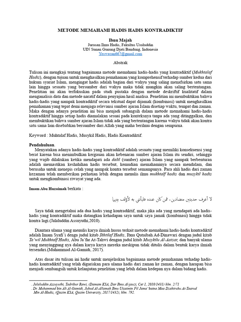 Metode Memahami Hadis Kontradiktif | PDF
