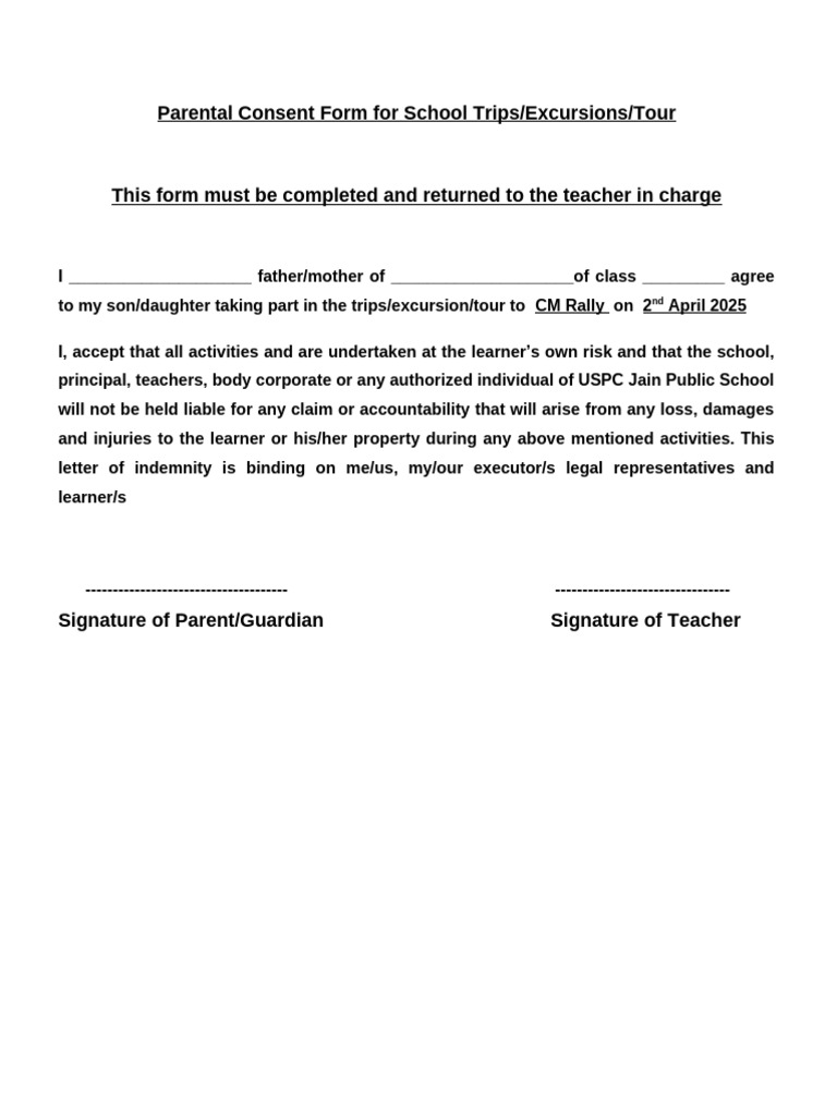 NCC Cadets Parents Consent Letter For Anti Drug Campaign Rally 2025 | PDF