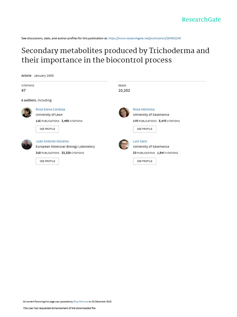 Trichoderma Secondary Metabolites in Biocontrol | PDF | Biosynthesis ...