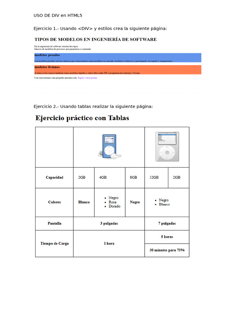 Ejercicio 3 - DIV y TABLAS | PDF