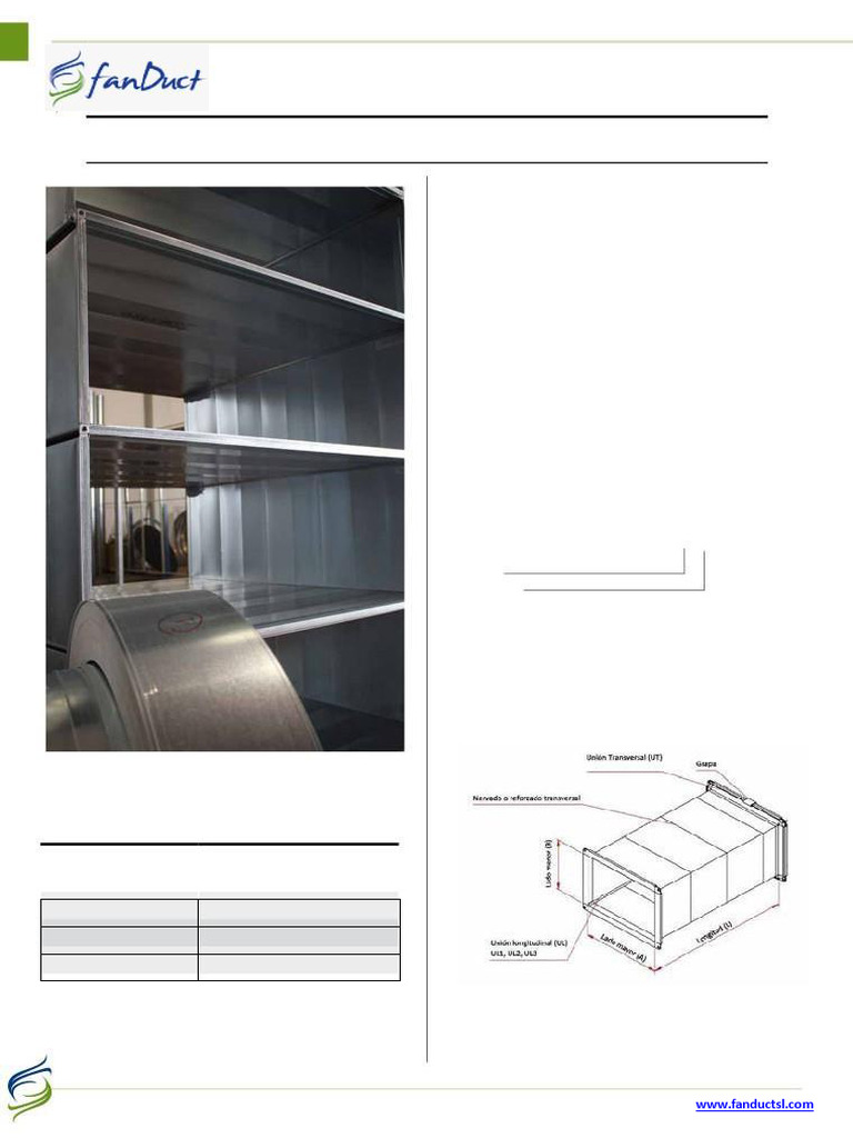 Ficha Técnica Conducto Rectangular METU.1 | PDF