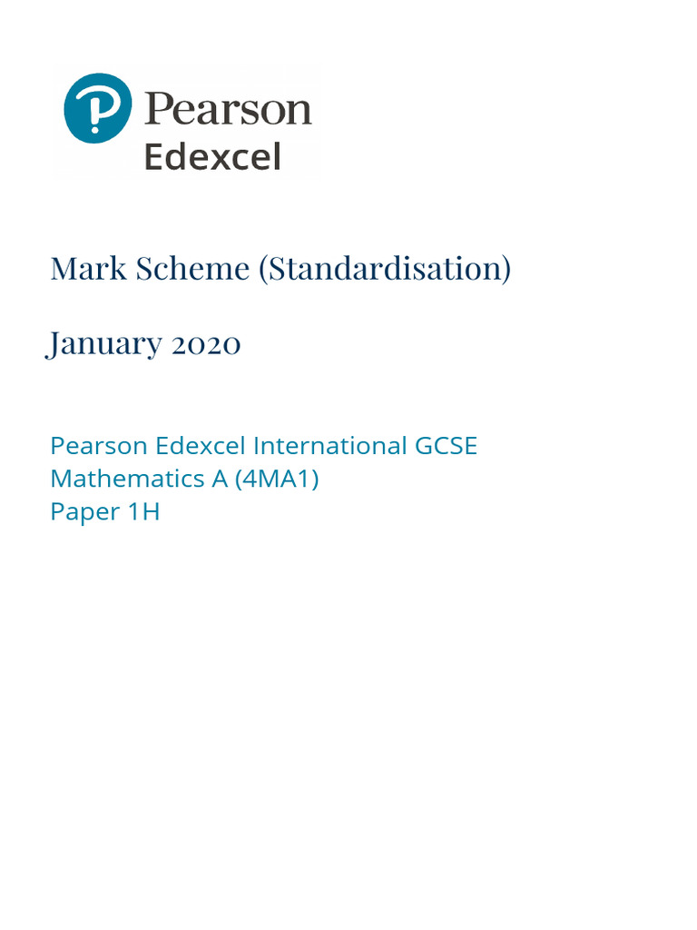 06a Igcse Maths 4ma1 1h January 2020 Mark Scheme PDF | PDF | Mathematics | Elementary Mathematics
