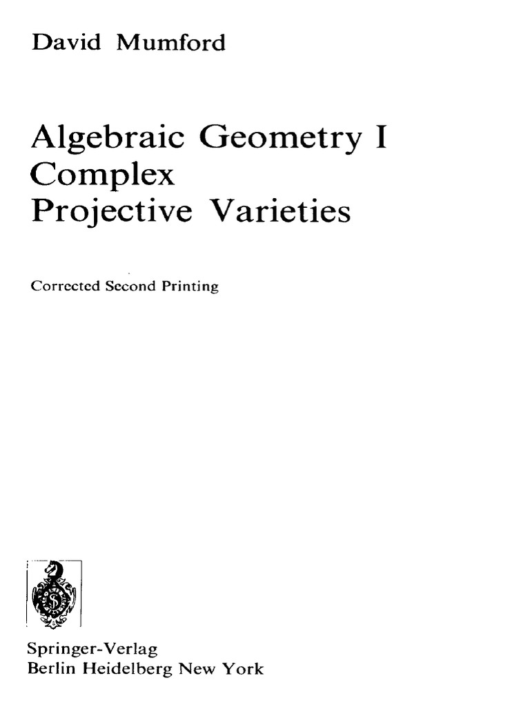 (David Mumford) Algebraic Geometry I Complex Proj | PDF
