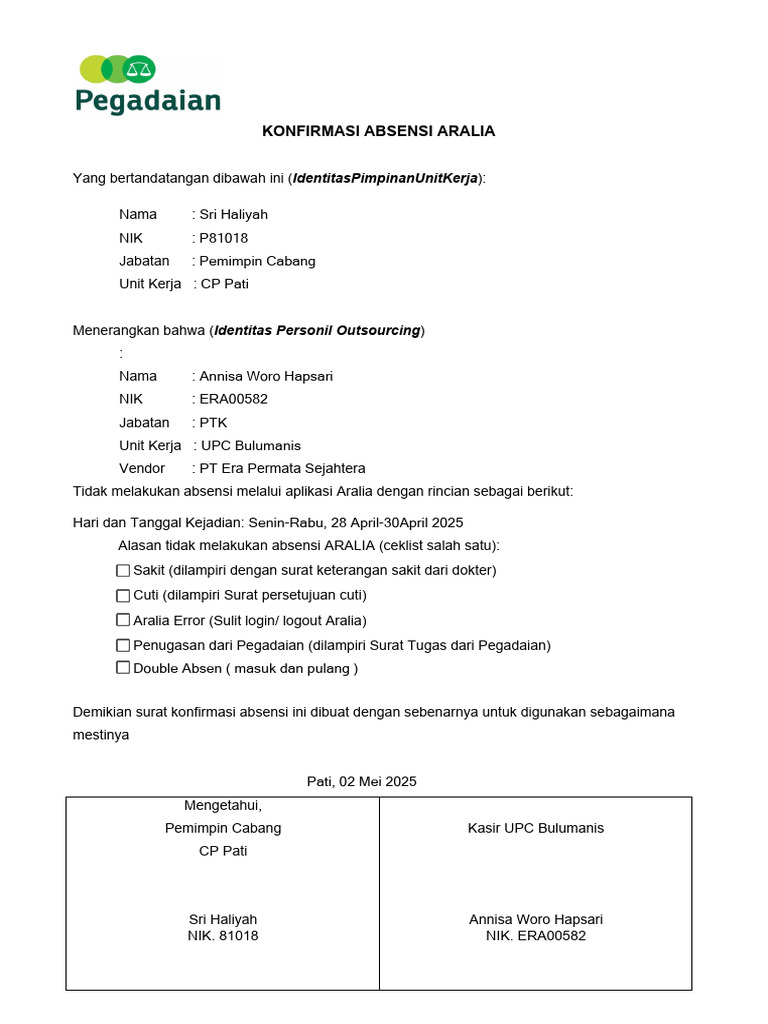 Konfirmasi Annisa Woro | PDF