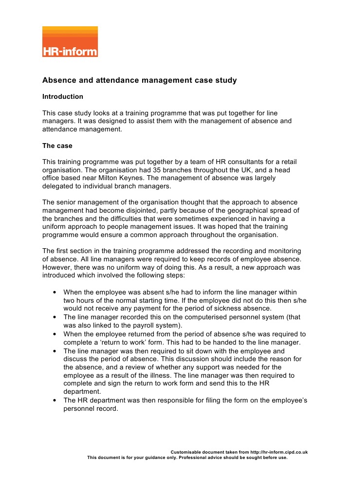 Absence and Attendance Management Case Study | Download Free PDF ...