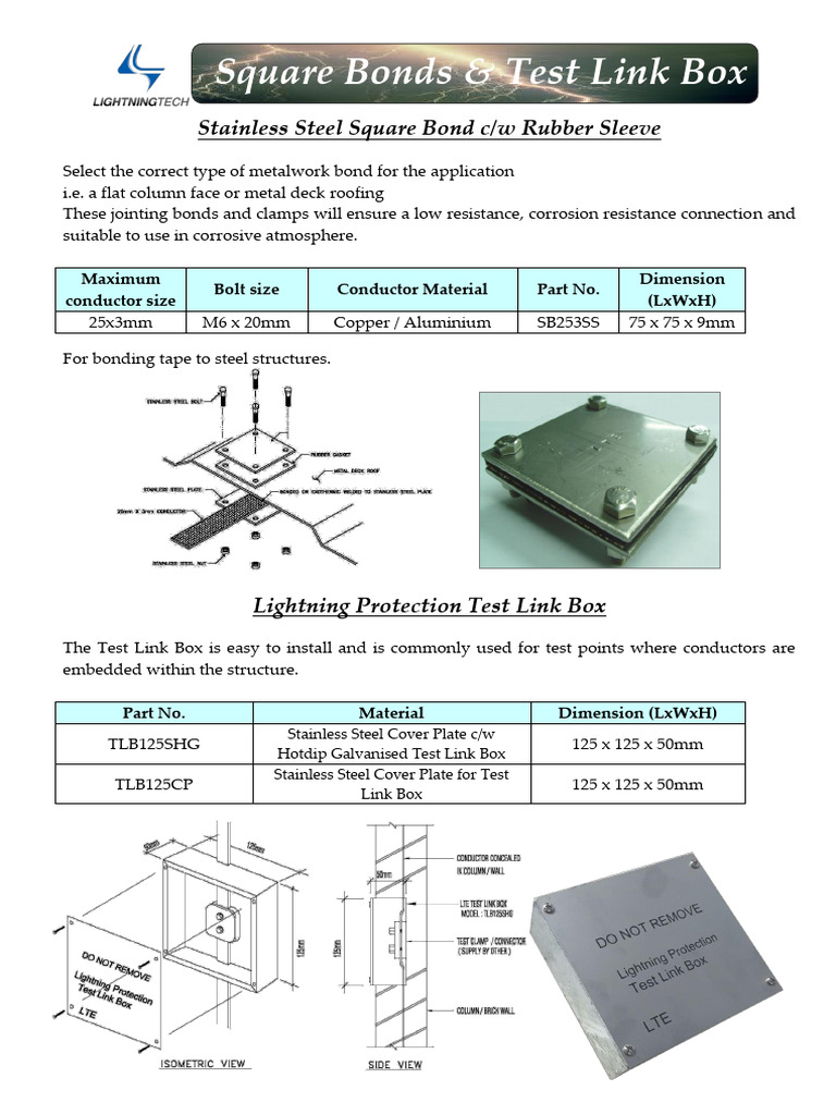 Stainless Steel Square Bonds & Test Links | PDF
