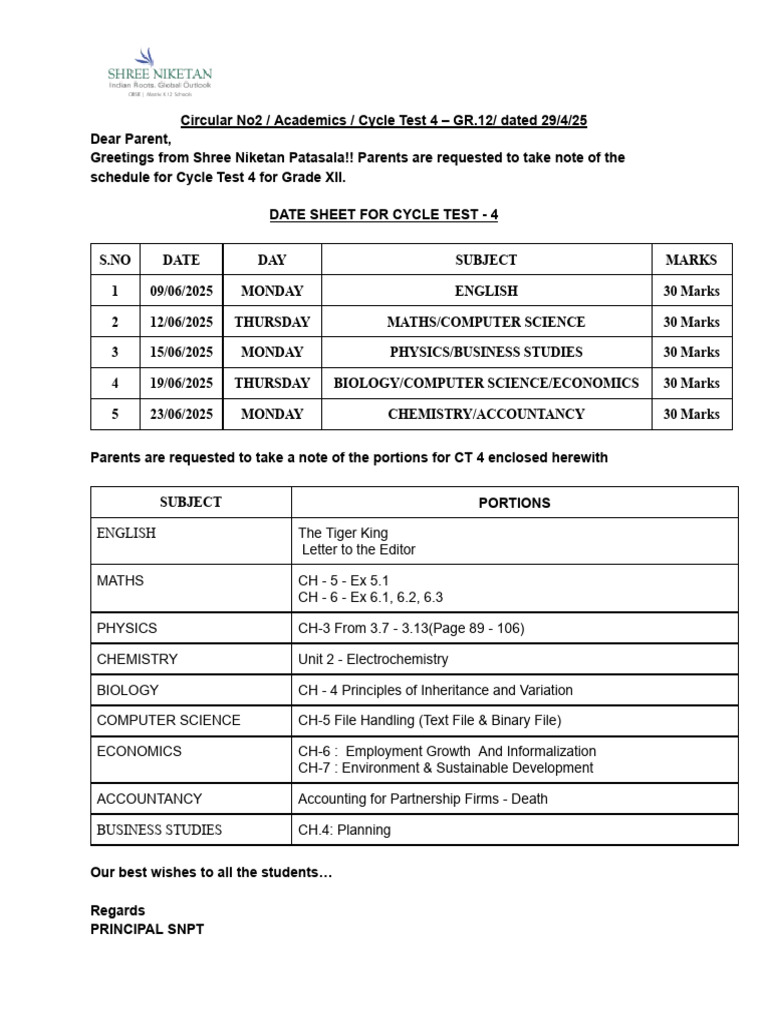 Date Sheets G12 2025 2026 | PDF