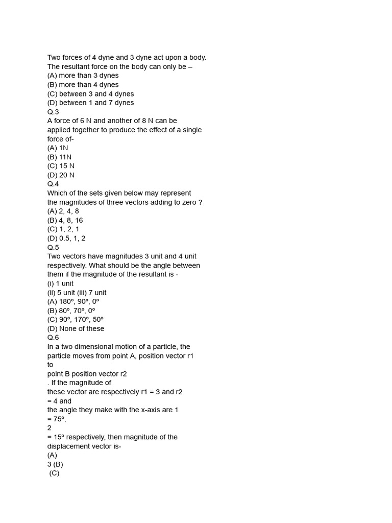 Vectors Sample Questions | PDF