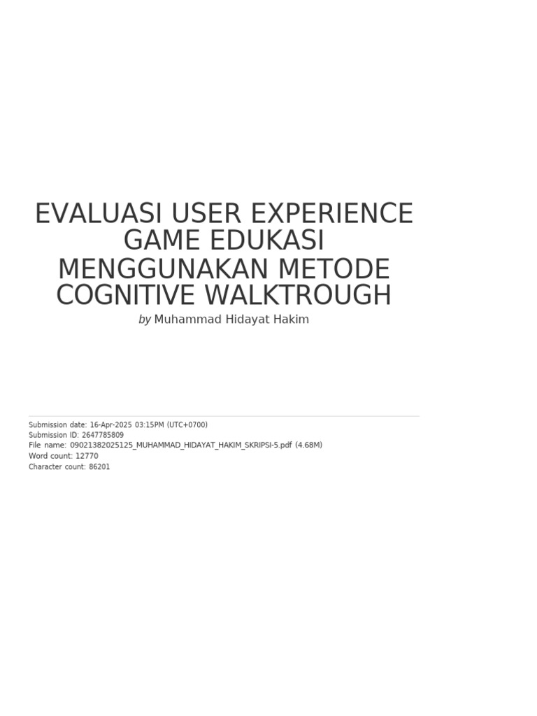 Evaluasi User Experience Game Edukasi Menggunakan Metode Cognitive Walktrough - Compressed | PDF ...